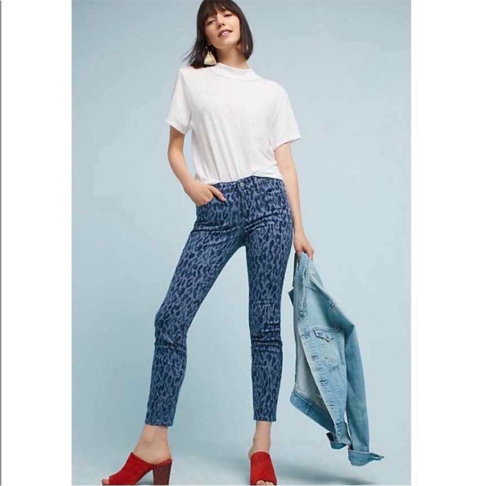 Current Elliott Leopard Print Rolled Skinny Jeans - Gem